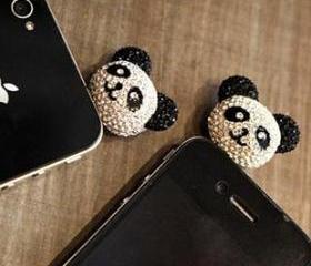 Cute Crystal Panda Anti Dust Plug, Iphone Charm Iphone Accessory on Luulla