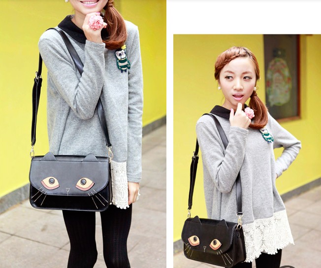 Cute Cat Face Ear Shoulder Bag Handbag Purse Book Bag on Luulla